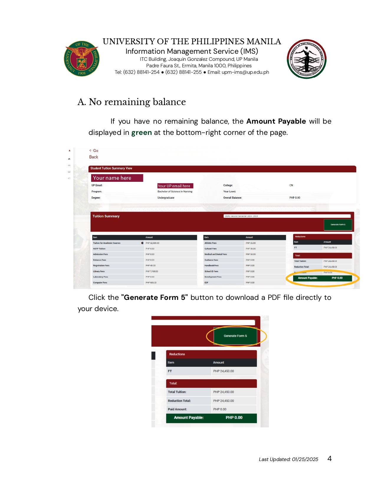 How to Generate Form 5 and Billing Statement | Office of the University ...